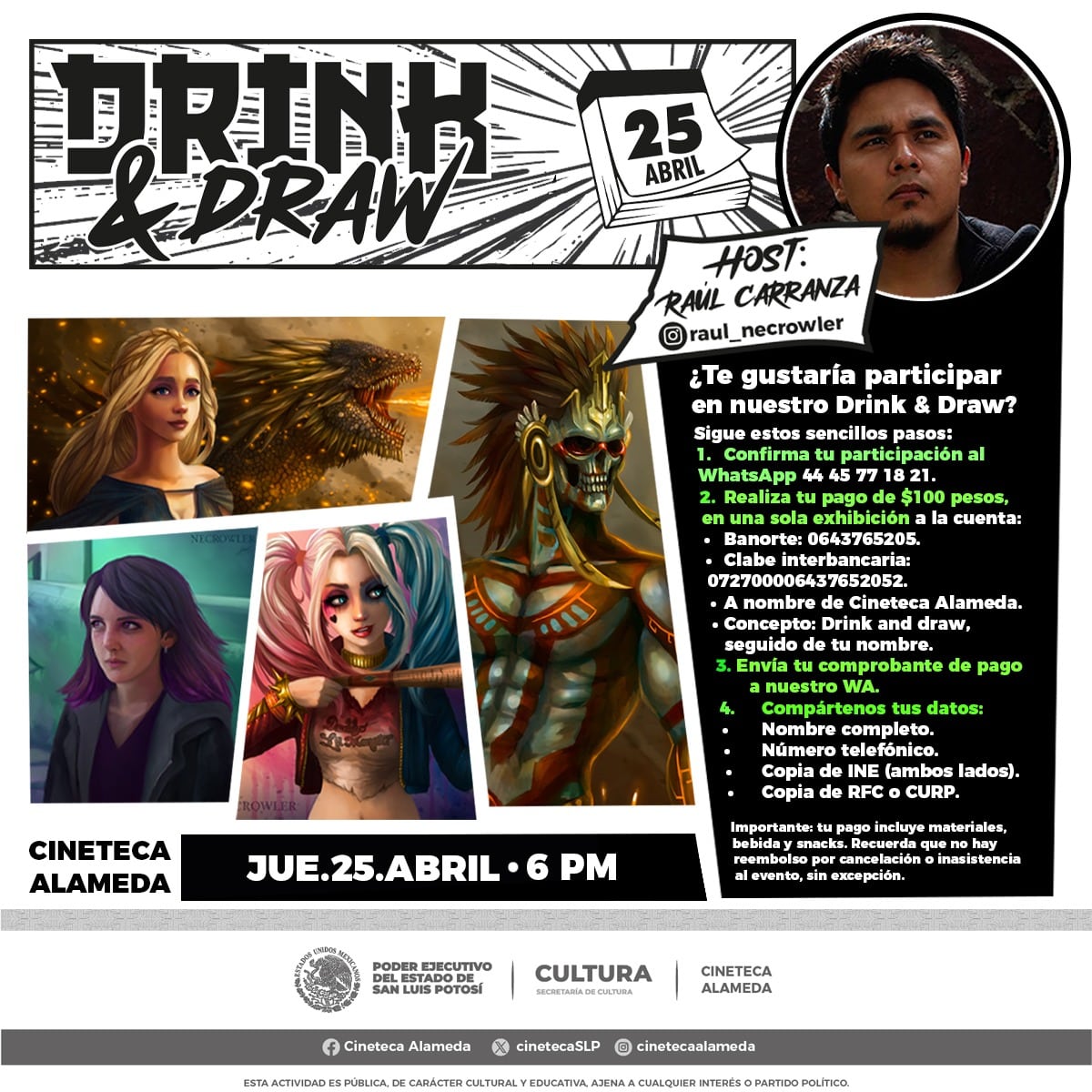 Vive una tarde de arte en la Cineteca Alameda en el «Drink and Draw» Vive una tarde de arte en la Cineteca Alameda en el «Drink and Draw»